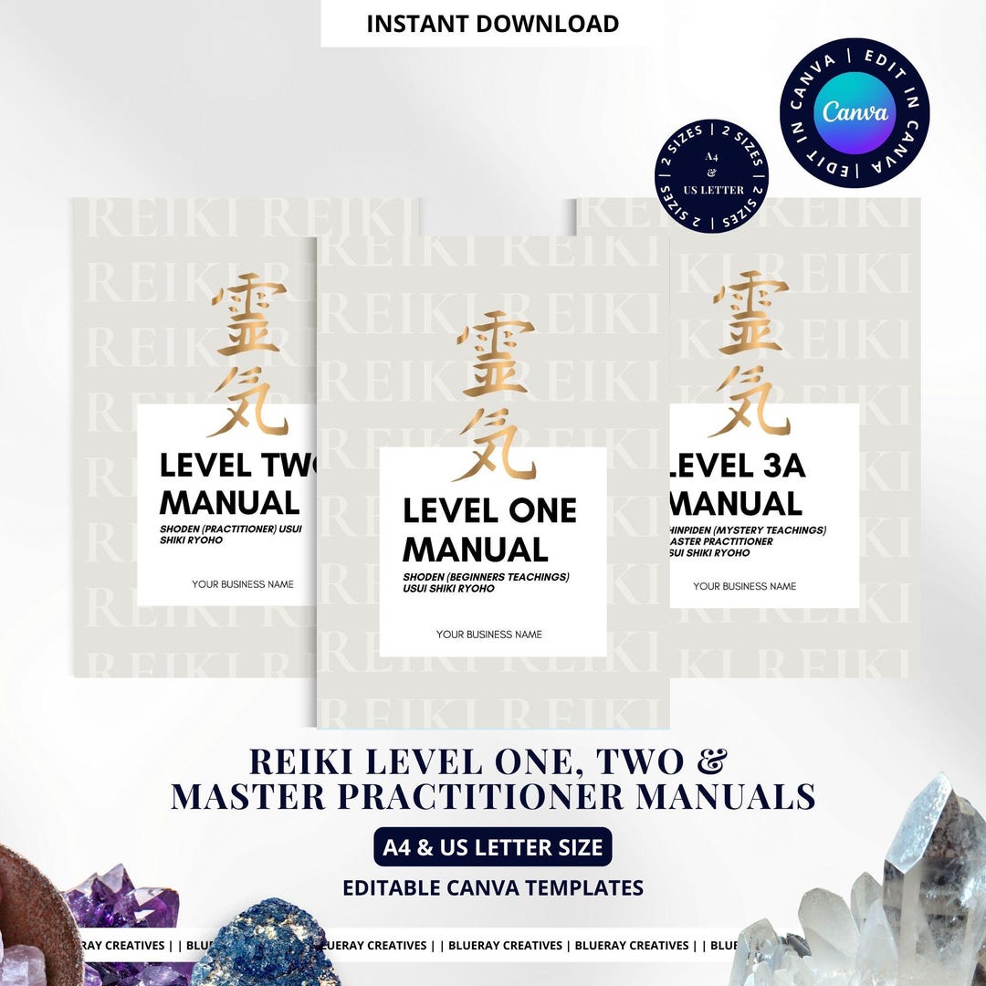 Editable Reiki Level One, Two & Master Practitioner Manual Templates ...