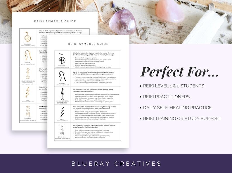 Reiki Symbols Guide Sheet Printable | Usui Reiki Symbols Chart With ...