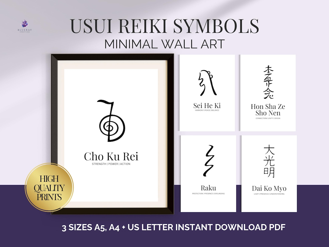 Usui Reiki Symbols Printable Wall Art | Minimal Black Line Art PDF ...