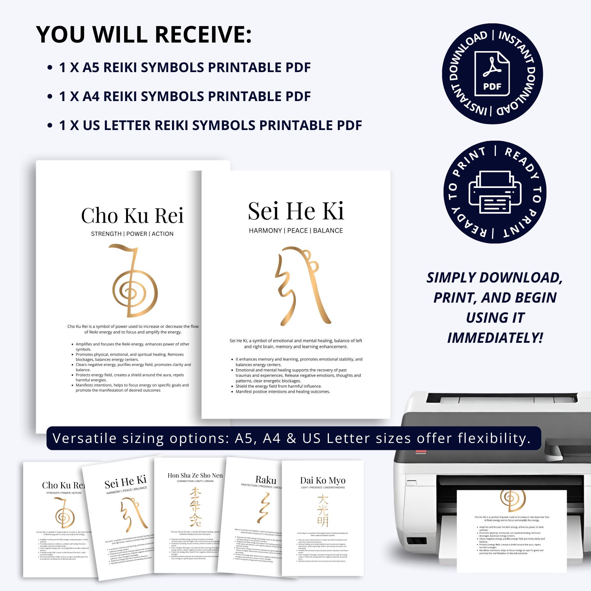 Reiki Symbols Guide Printable PDF Set of 5 Reiki Symbols With Meanings ...