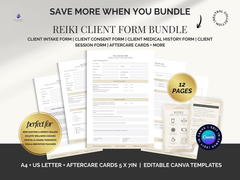 Editable Reiki Client Consent Form Template | 2-page Canva Template ...