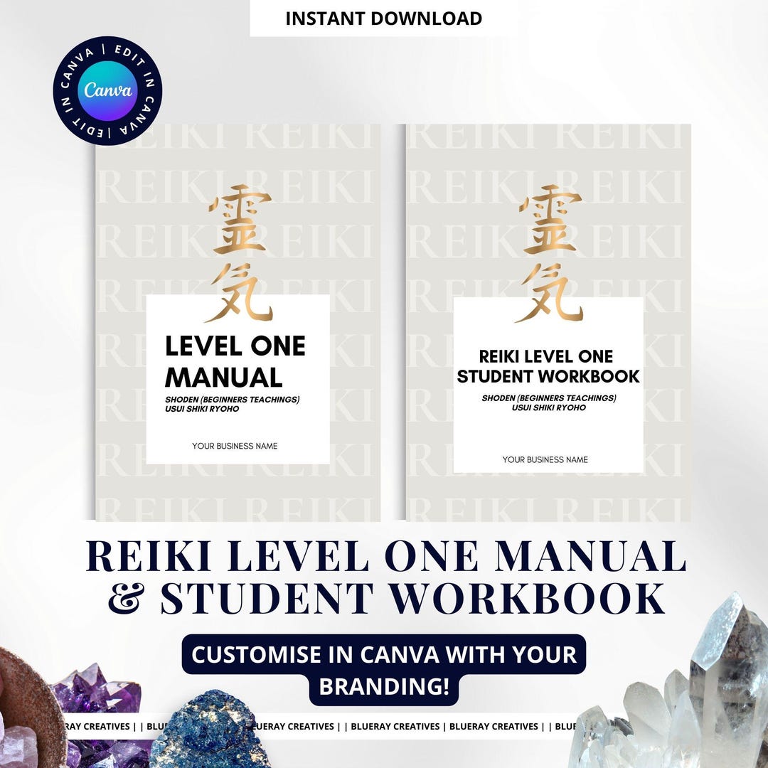 Editable Reiki Level One Manual With Student Workbook, Templates for ...