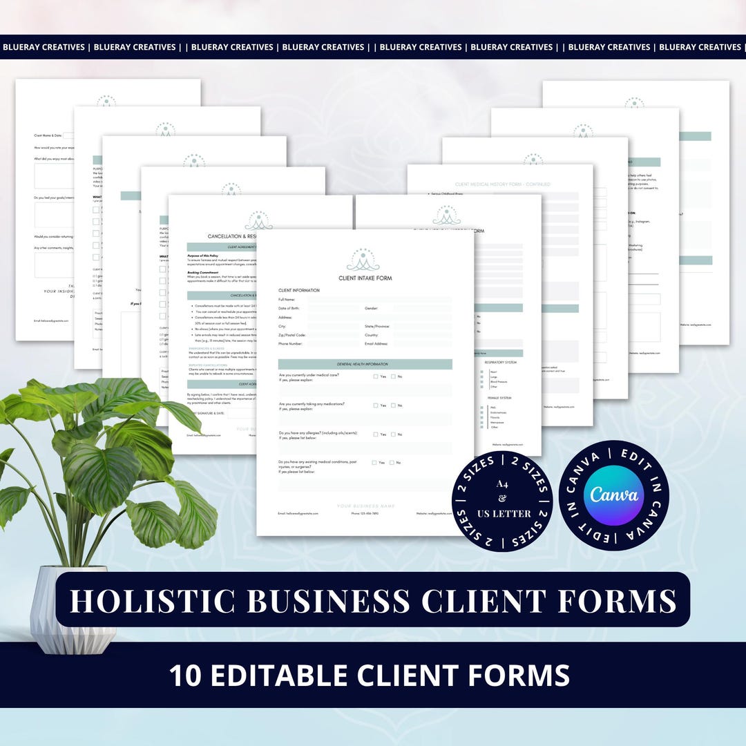 Editable Holistic Client Forms Bundle | Intake, Consent, Medical ...