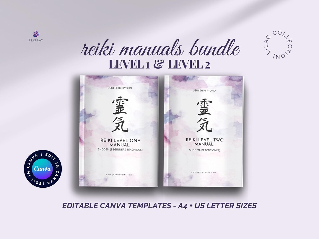 Editable Reiki Teacher Manual Templates, Level 1 & 2 Canva Bundle ...
