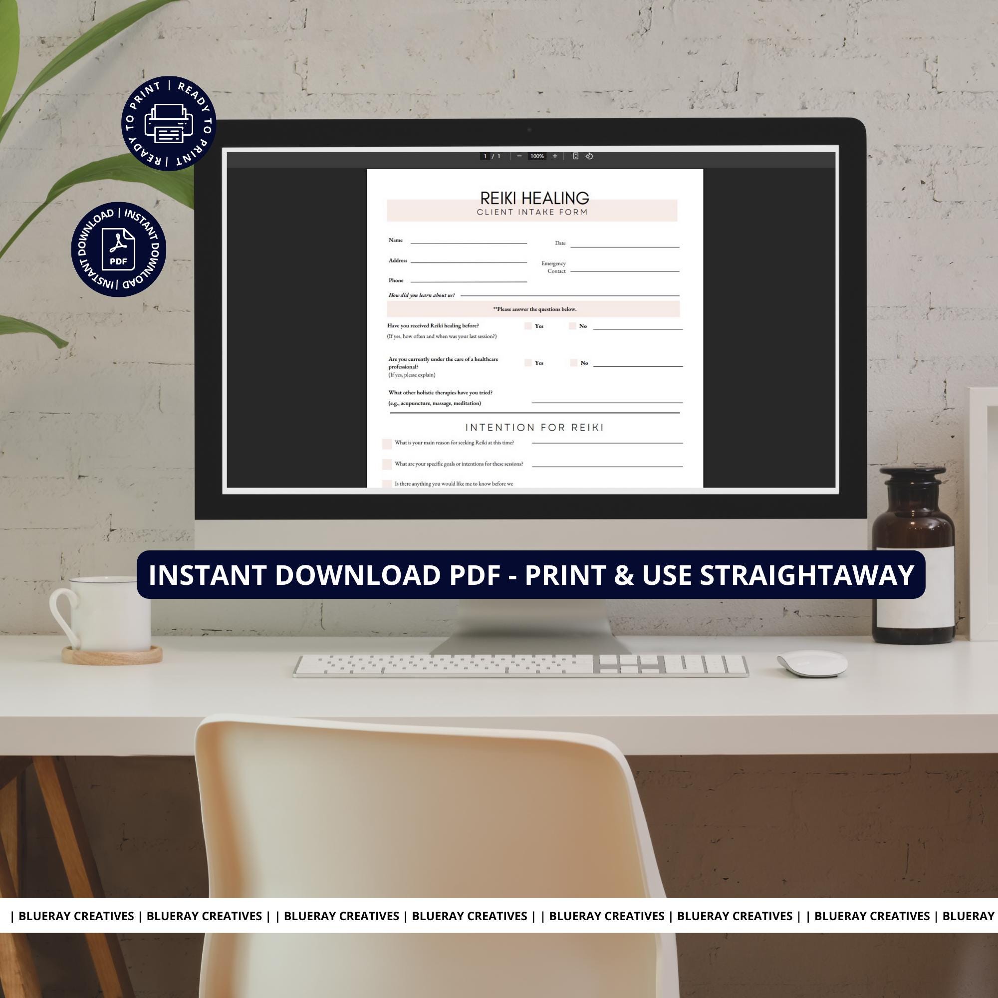 Printable Reiki Client Intake Form, Reiki Client Form, Reiki Business ...