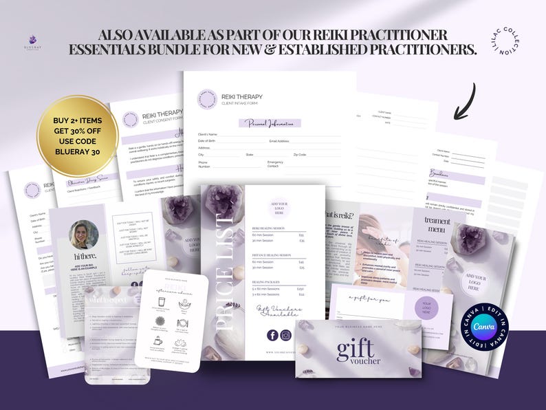 Reiki Session Record Form Editable Canva Template | Reiki Client Notes ...