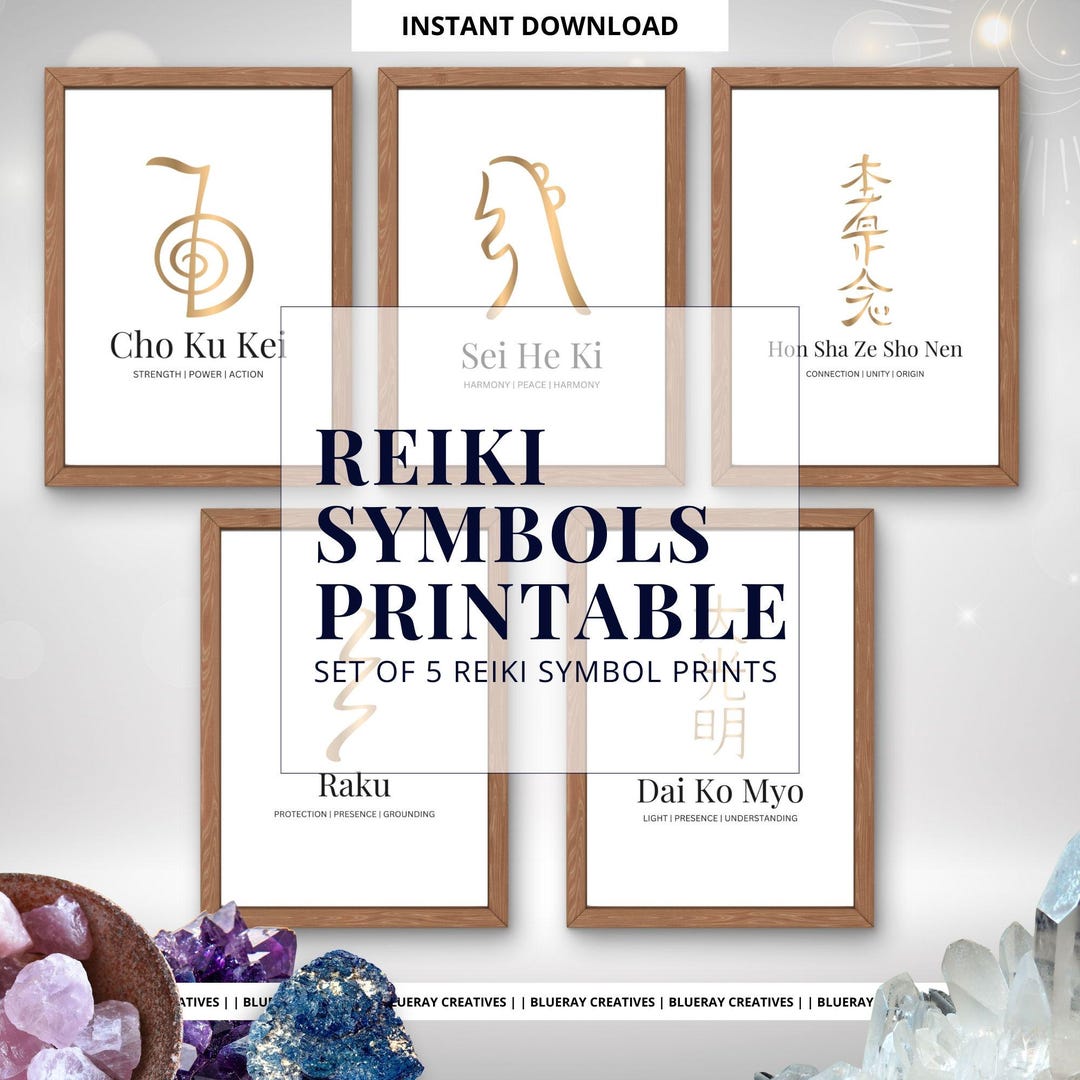 Reiki Symbols Guide Printable PDF Set of 5 Reiki Symbols, Wall Art ...