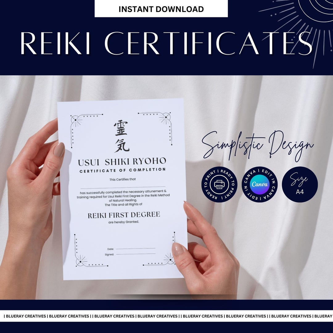 Reiki Certificates - Usui Reiki Certificate - Level 1, 2 and Master ...