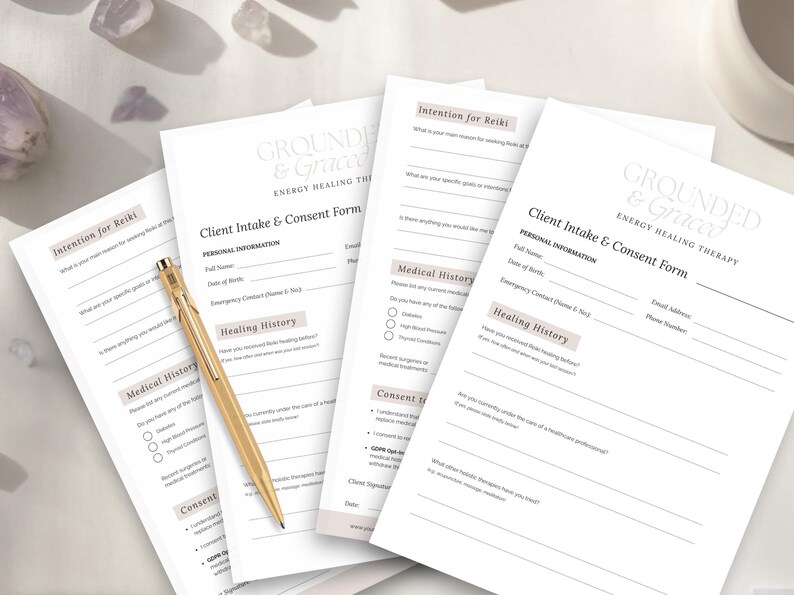Editable Reiki Client Intake Form Canva Template, Holistic Therapy ...