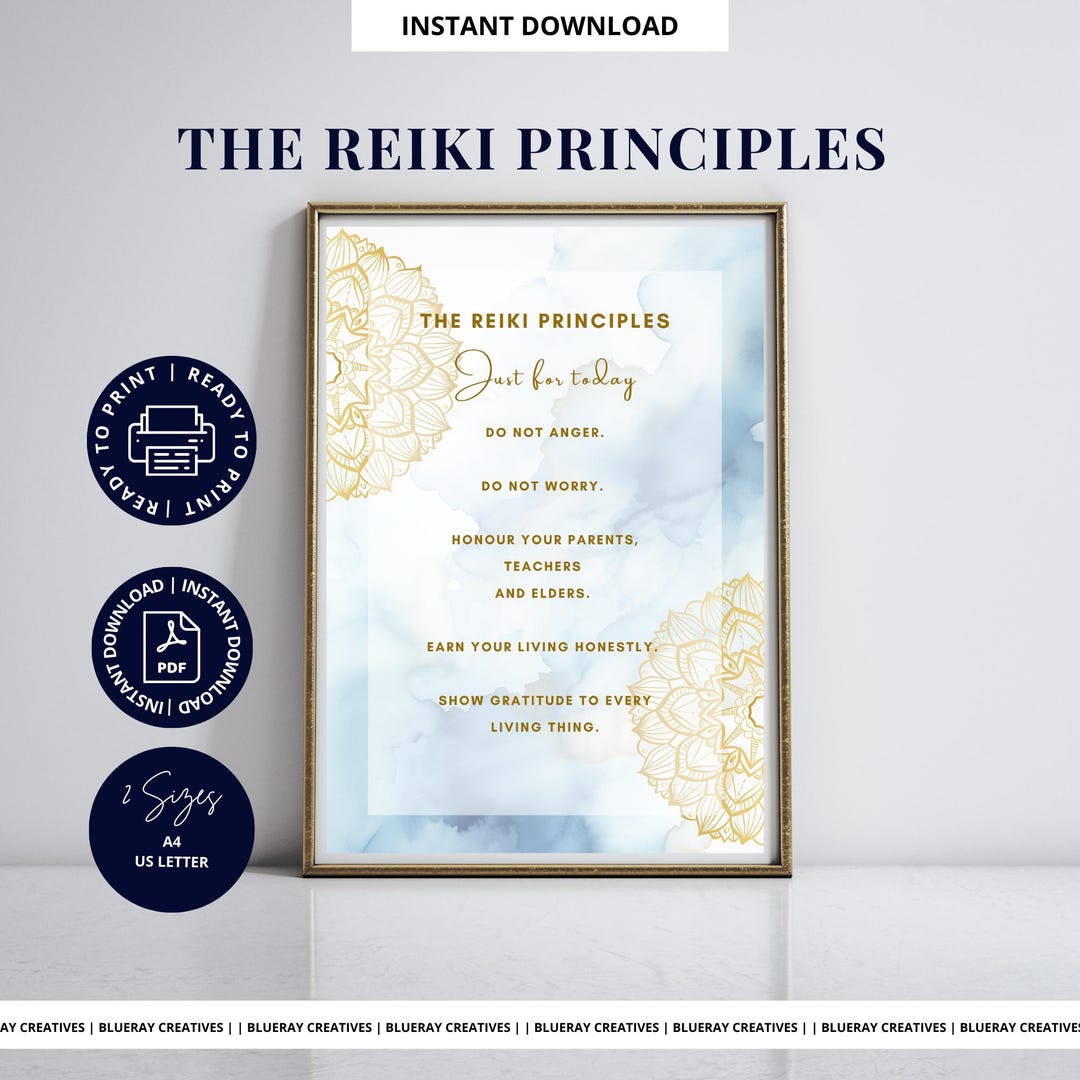 The Reiki Principles Printable PDF Reiki Precepts, Wall Art, Reiki ...