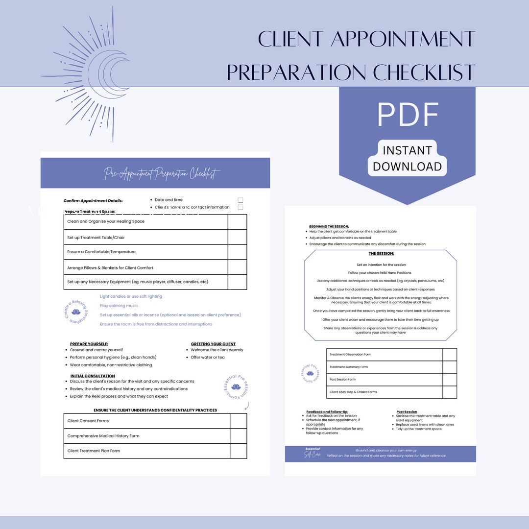 Reiki Session Form, Reiki Practitioner Checklist for Clients, Reiki ...