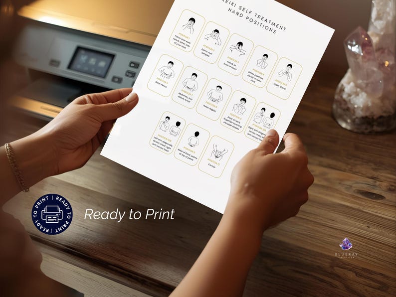 Reiki Self Healing Hand Positions Printable | Reiki Hand Position Guide ...
