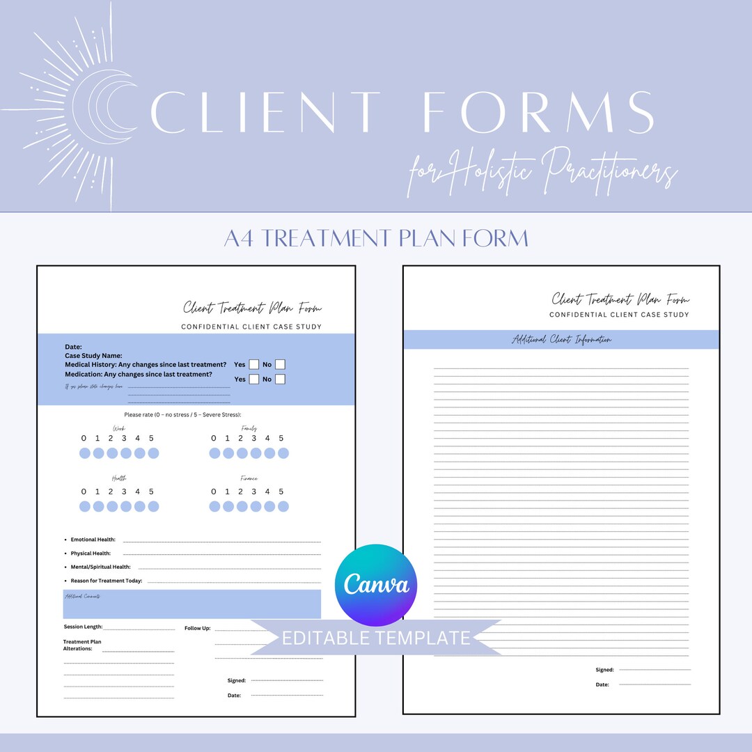 Editable Reiki Client Treatment Plan Form Template Instant Download ...