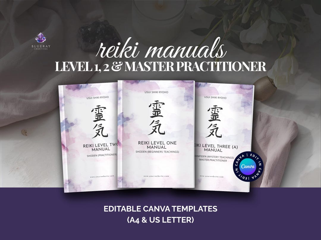 Reiki Manuals - Level 1, 2 & Master Practitioner Editable Canva ...