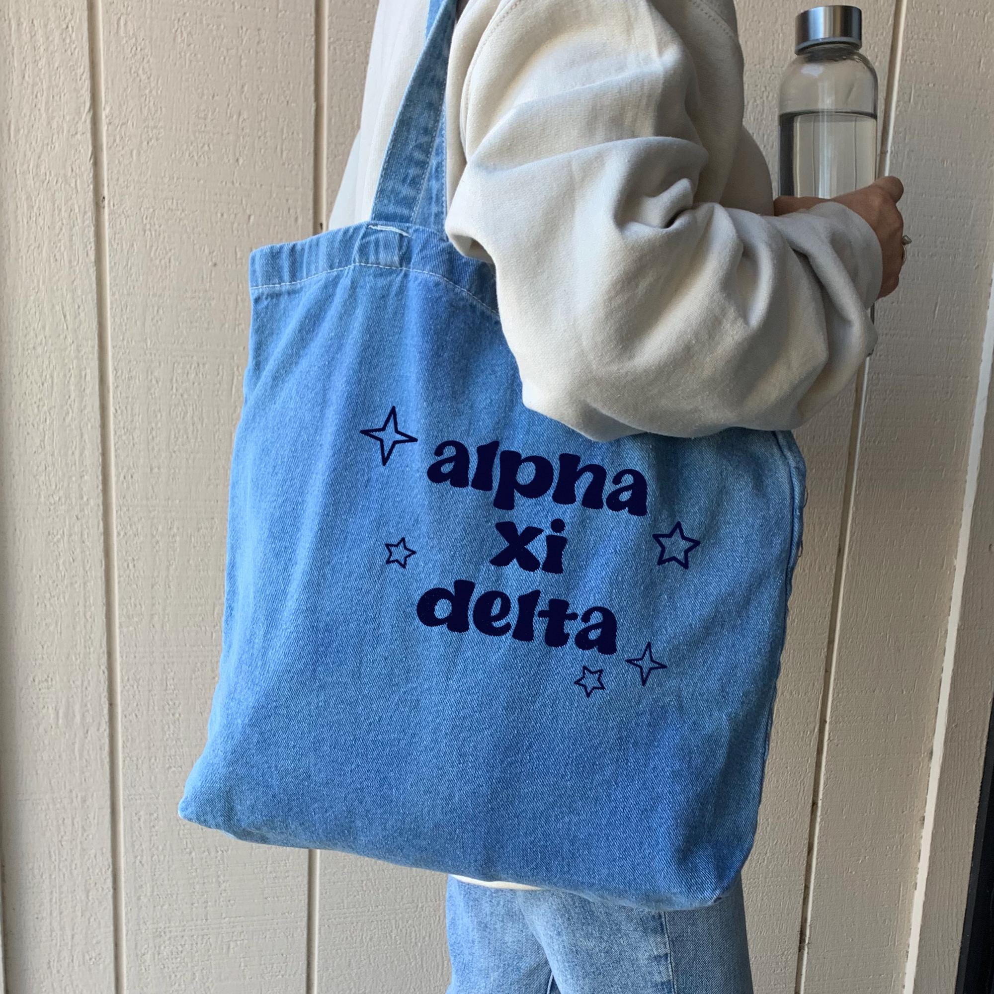 Tri Delta Sorority Denim Tote Bag: Retro Greek Gift - Etsy