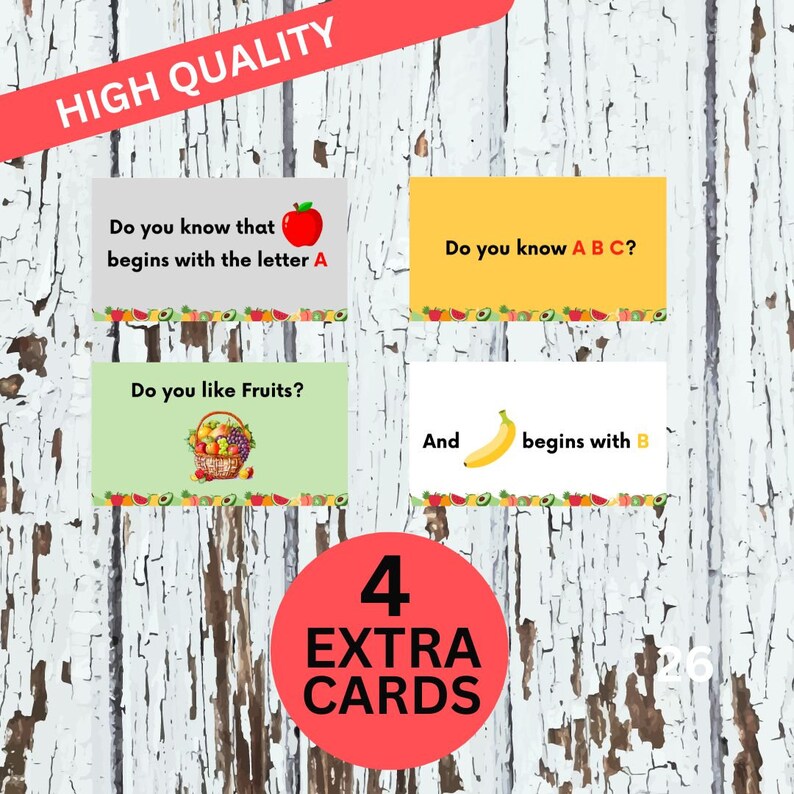 Colorful A to Z Fruits Flash Cards and Poster - Etsy