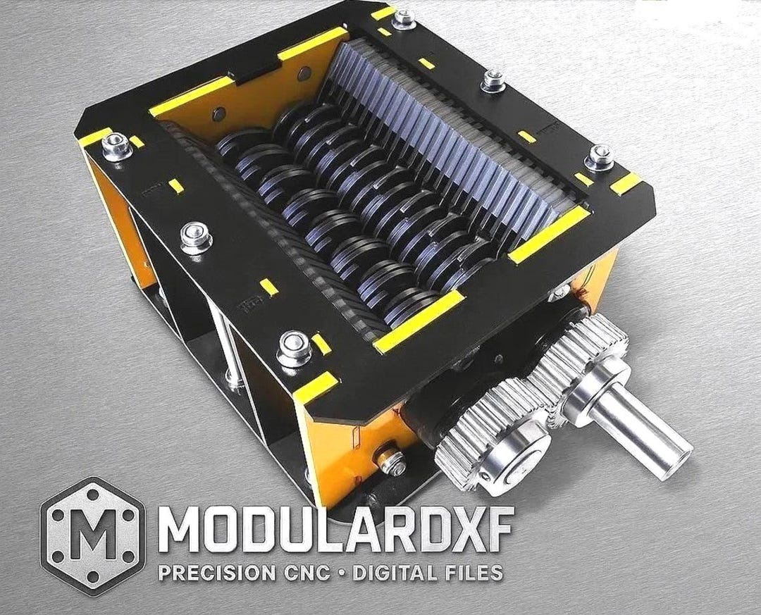 BEE Twin Shaft Shredder CAD Files Dxf Step CNC Laser File | Metal ...