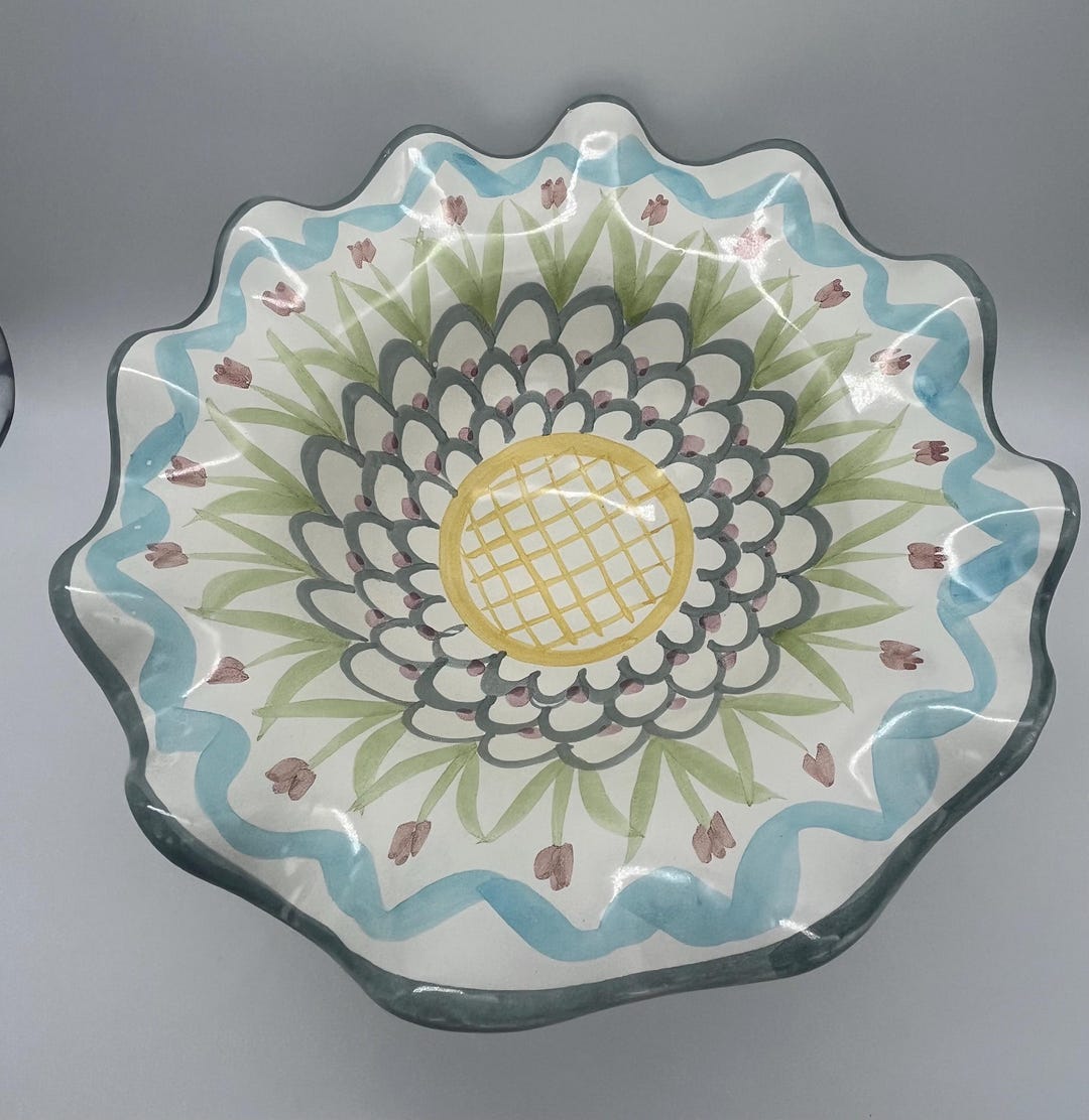 Authentic Vintage Mackenzie Childs "king's Ferry" Pattern Fluted Edge ...
