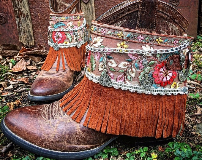 Bohemian Pandora Treasure Adjustable Boot Wraps, Boot Jewelry, Genuine ...
