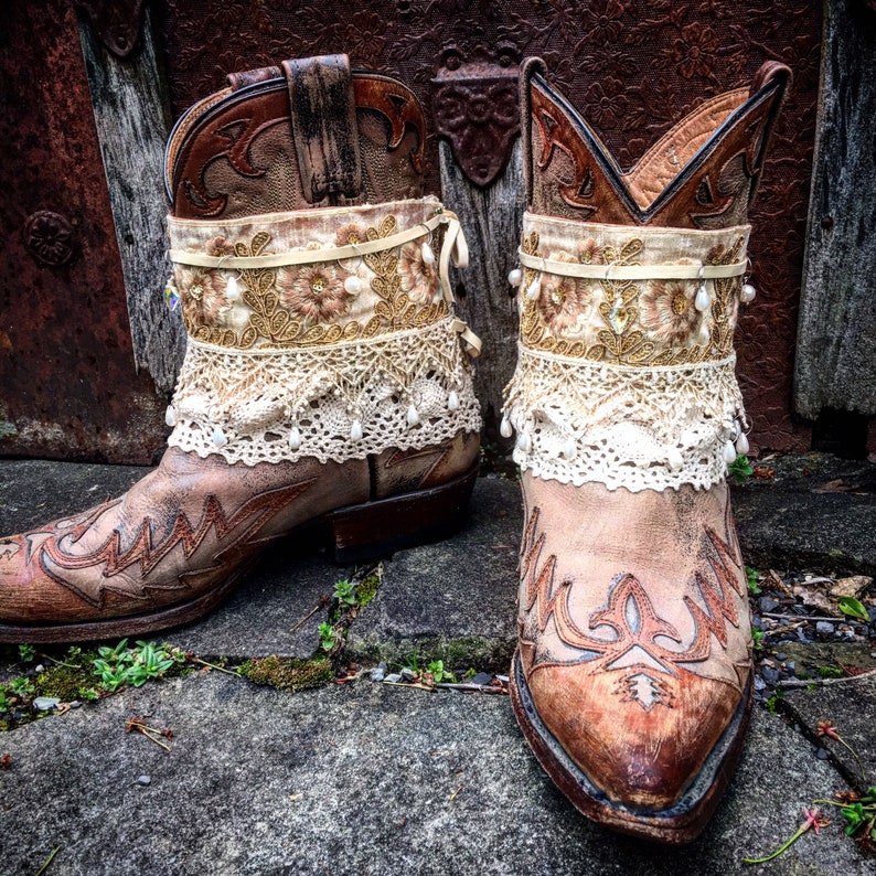 Bohemian Treasure Boot Wraps Vintage Lace Swarovski | Etsy