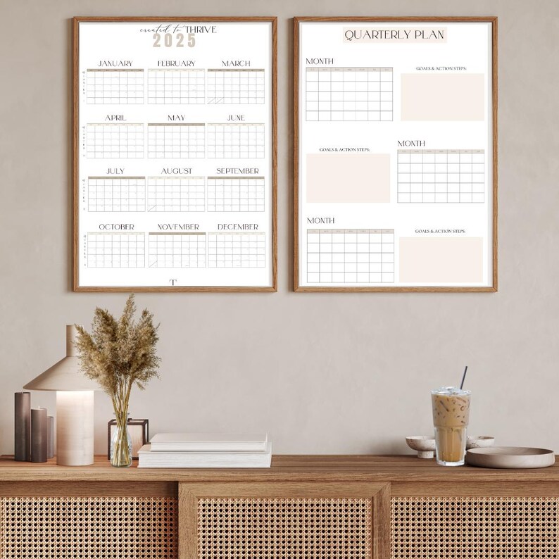 2025 Calendar | Printable 24x36 Wall Calendar | Blue Hydrangeas, Bows ...
