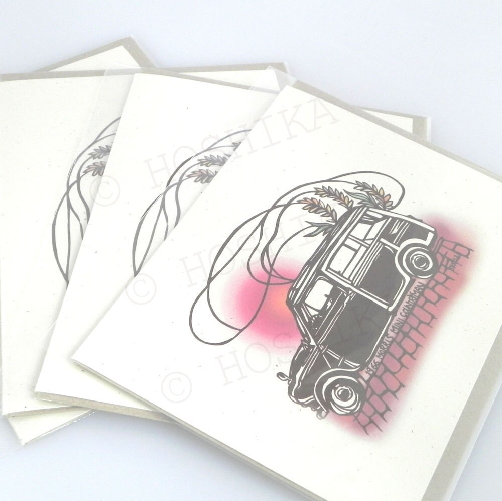 1966 Morris Mini Countryman, Vintage Car Series, Prints of Kiri-e hand ...
