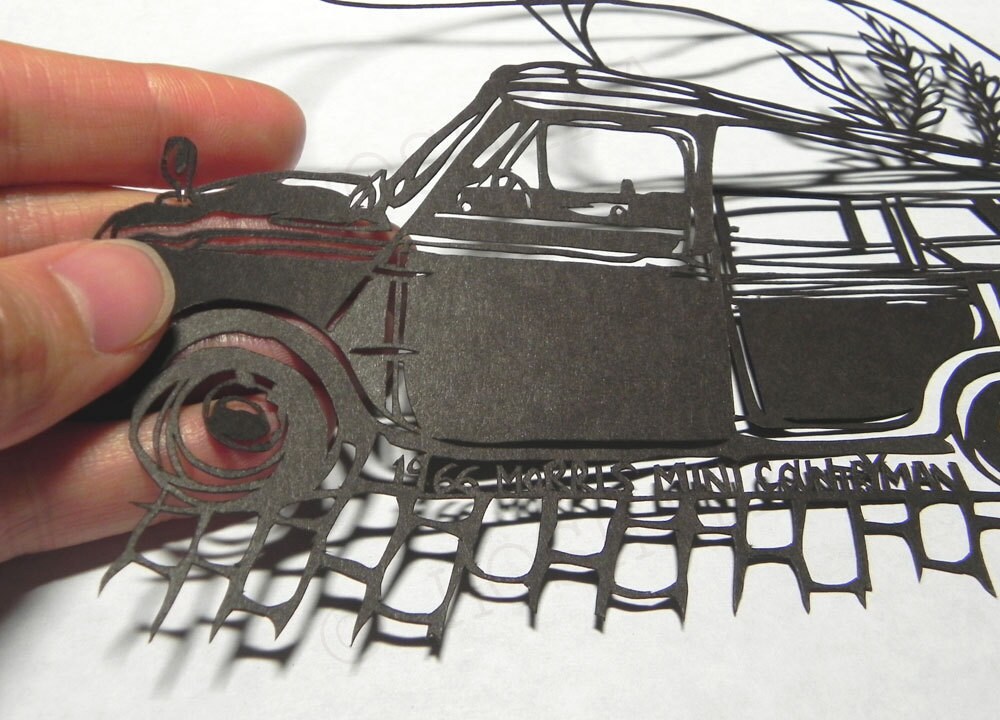 1966 Morris Mini Countryman, Vintage Car Series, Prints of Kiri-e hand ...