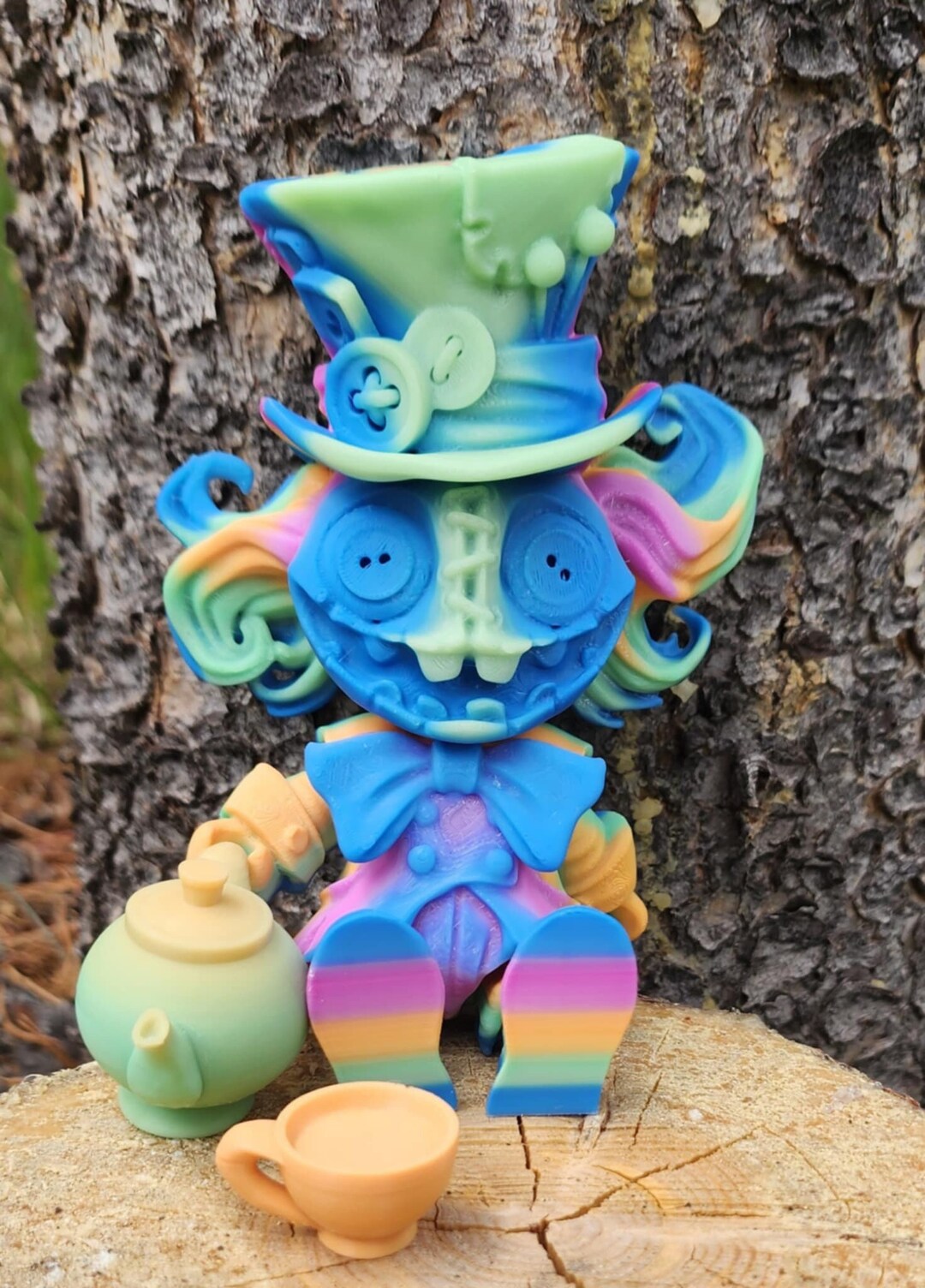 Articulated Mad Hatter With Teapot and Cup by Twisty Prints - Etsy