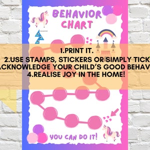 Unicornmindfulness for Kids Chore Chart Behaviour Chart Reward Chart ...