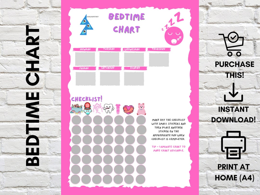 Bedtime Chart Chore Chart Behaviour Chart Reward Chart digital Download ...