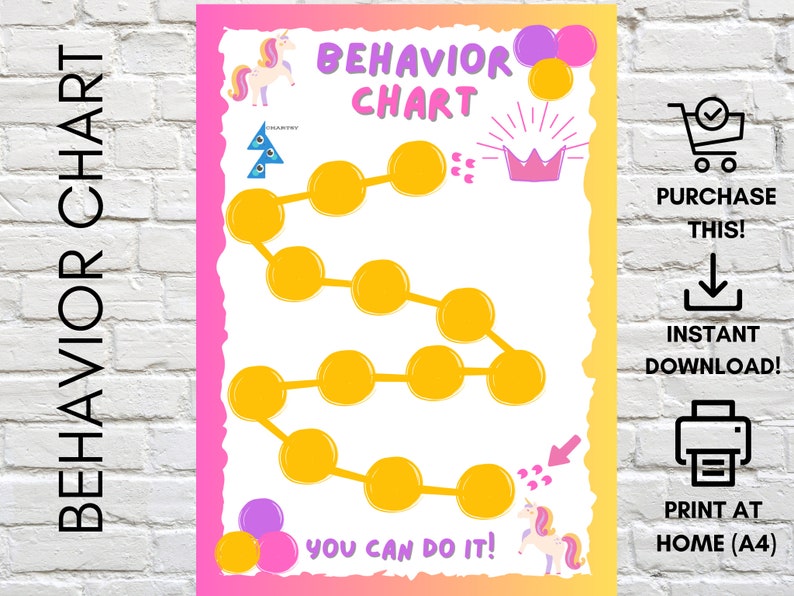 Unicorn Design Behavior Chart Chore Chart Behaviour Chart Reward Chart ...