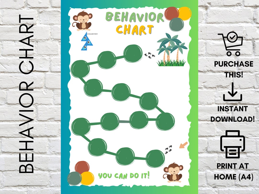 Monkey Design Behavior Chart Chore Chart Behaviour Chart Reward Chart ...
