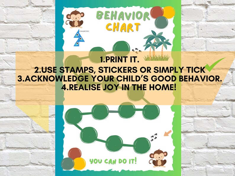 Monkey Design Behavior Chart Chore Chart Behaviour Chart Reward Chart ...