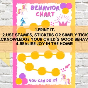 Unicorn Design Behavior Chart Chore Chart Behaviour Chart Reward Chart ...