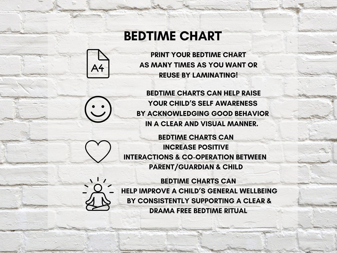 Bedtime Chart Chore Chart Behaviour Chart Reward Chart digital Download ...