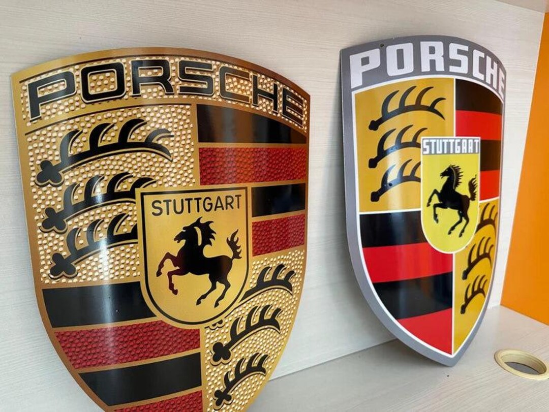 Porsche Metal Sign Set Chrome Dealership Sign Porsche Wall Sign Garage ...