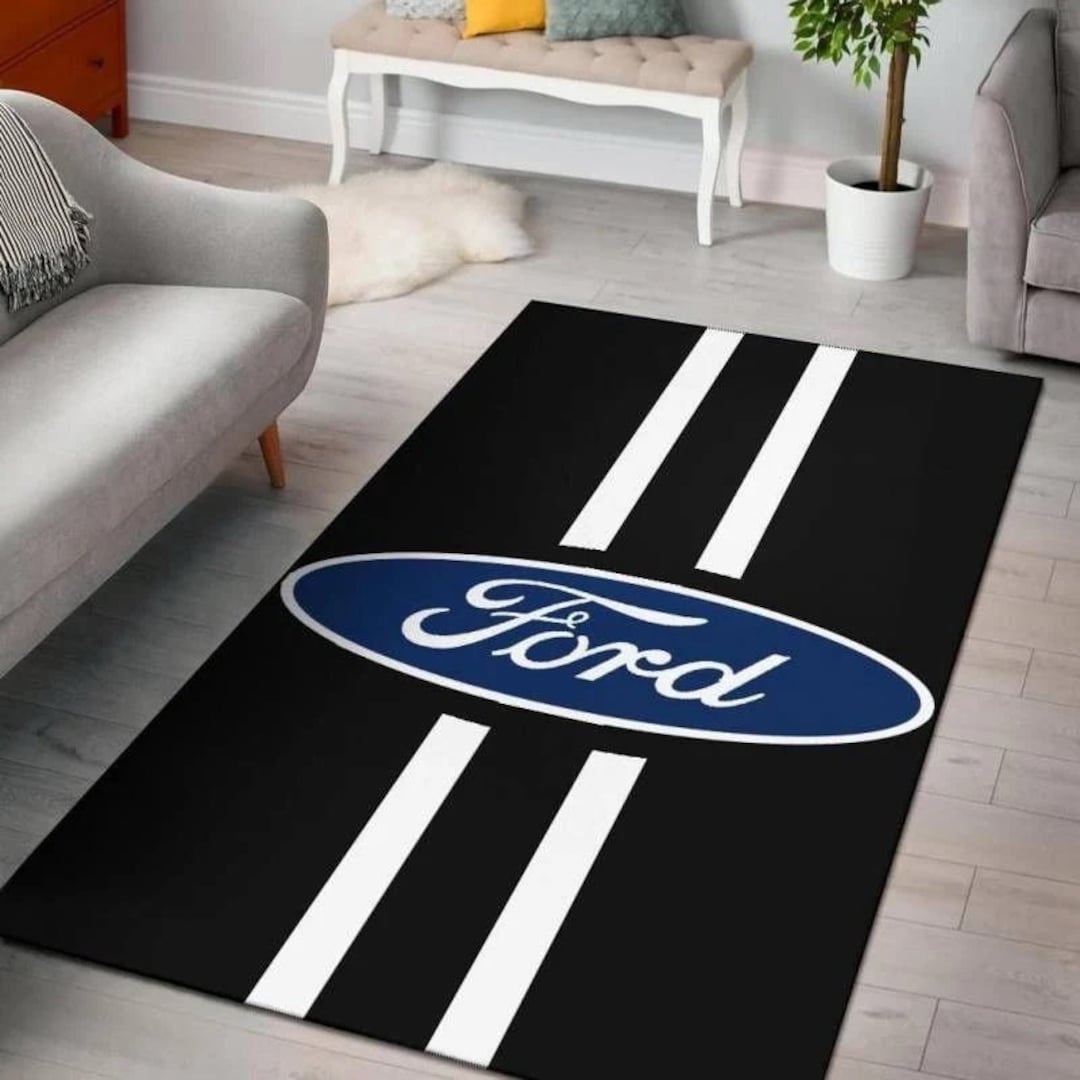 Black Ford Logo Digital Printing, Non-slip Base, Machine Washable Hall ...