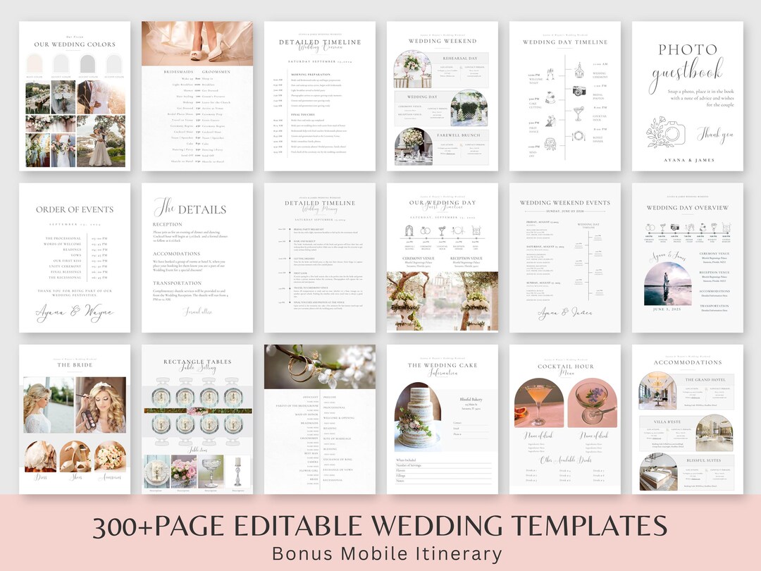 Editable Wedding Planner Tools | Timeline & Seating| Day of Wedding ...