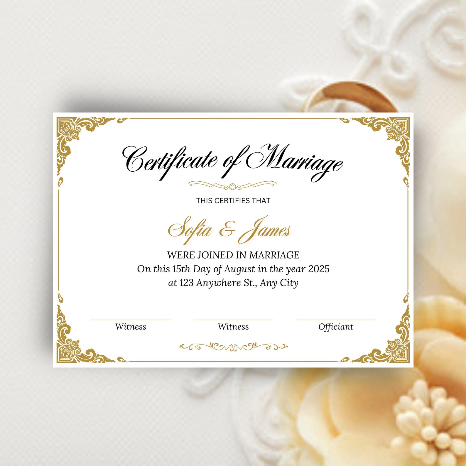 Editable Marriage Certificate Template: Elegant Wedding Keepsake (canva ...