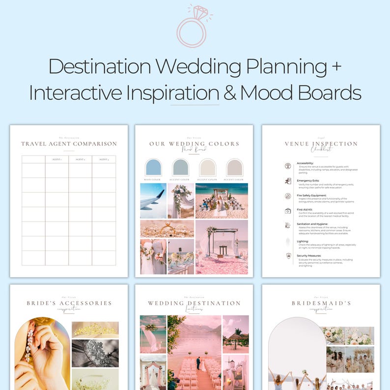Destination Wedding Planning Template Bundle 150 Pages Editable Canva ...
