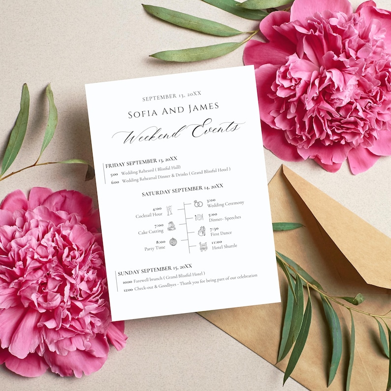 Detailed Wedding Day Timeline Template | Wedding Schedule Itinerary ...