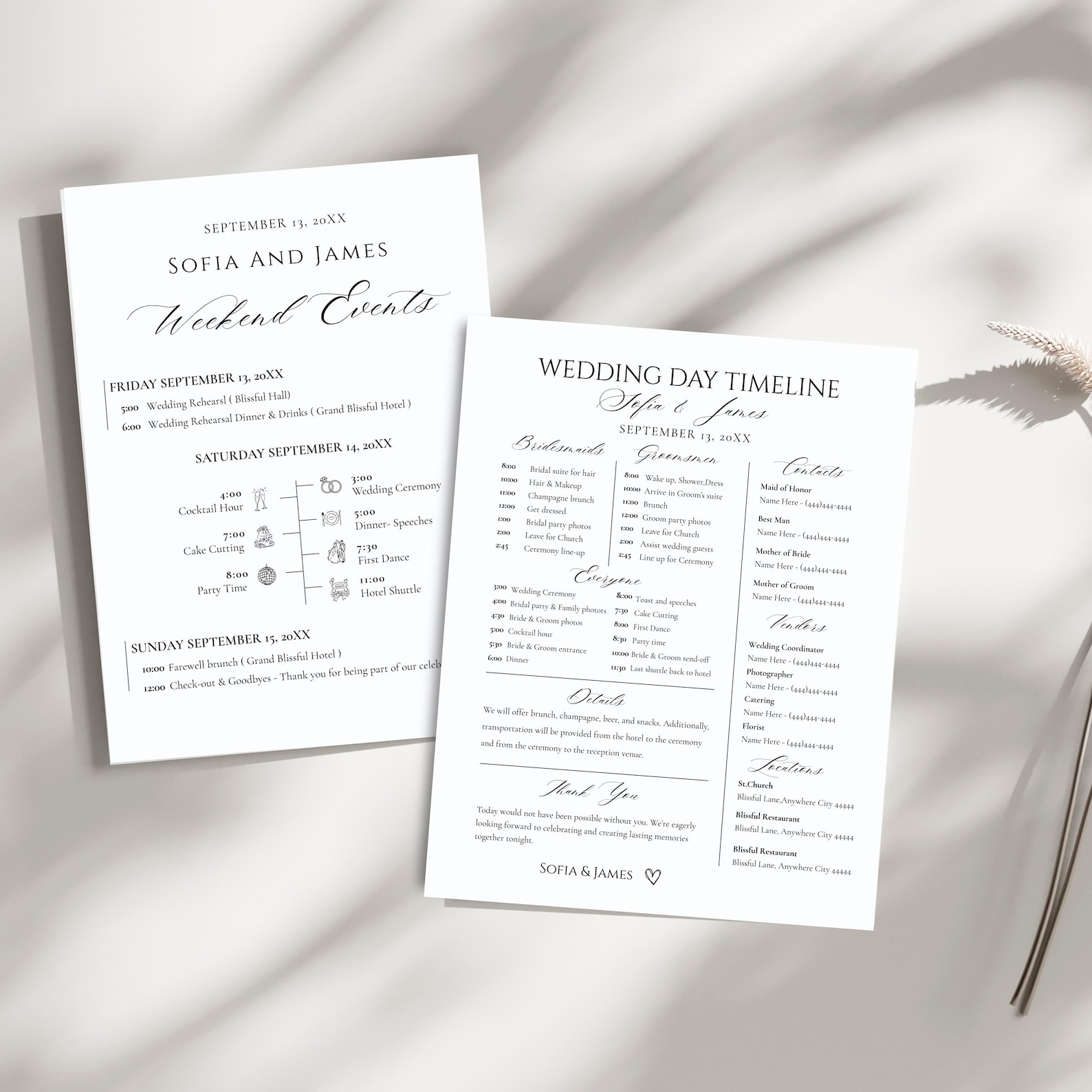 Detailed Wedding Day Timeline Template | Wedding Schedule Itinerary ...