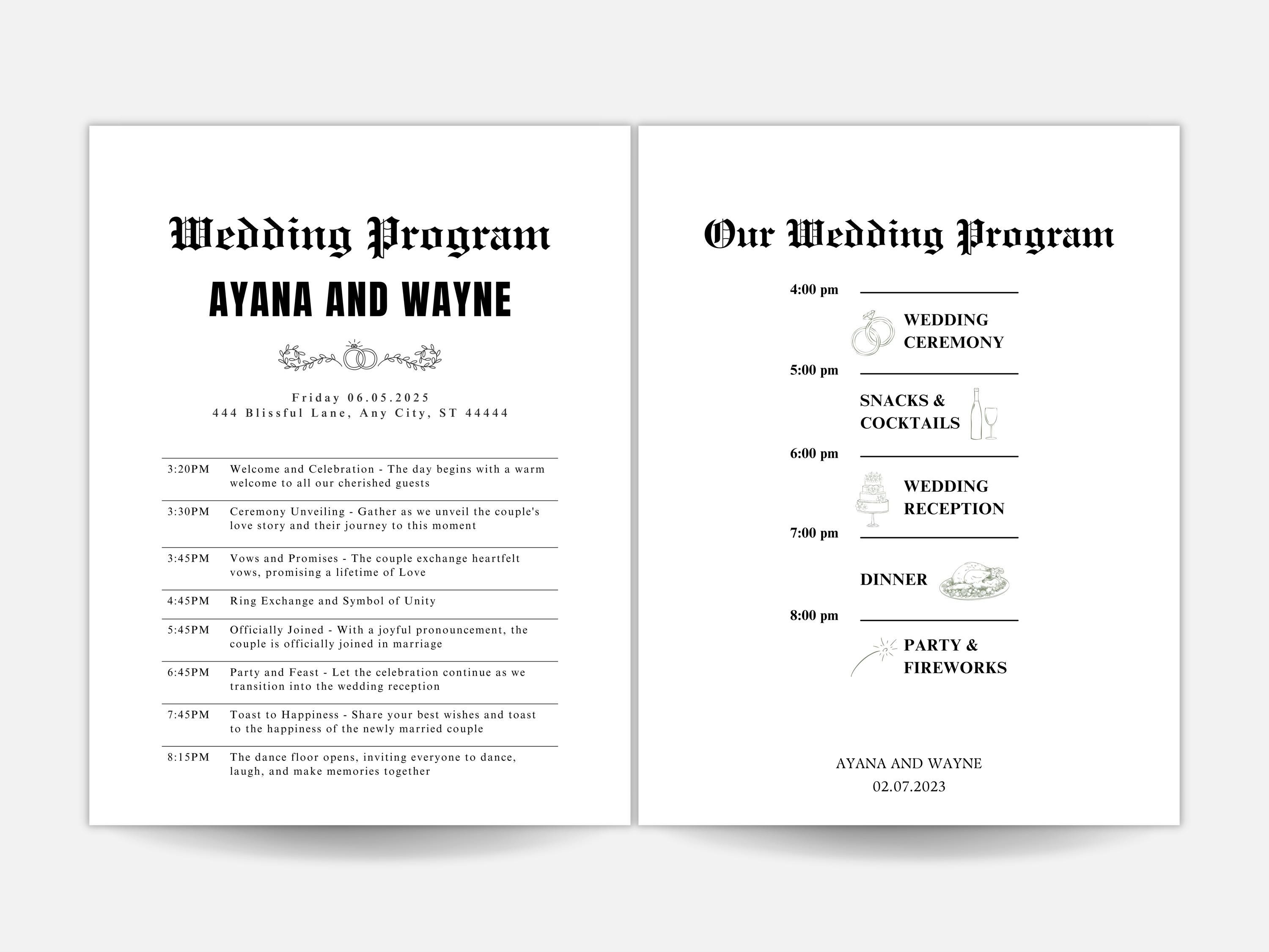 Newspaper Wedding Template | Printable Wedding Newspaper Program With ...