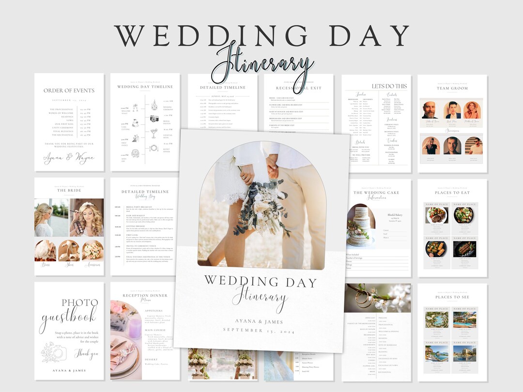 Wedding Day Itinerary Template Bundle | Editable Wedding Planner With ...