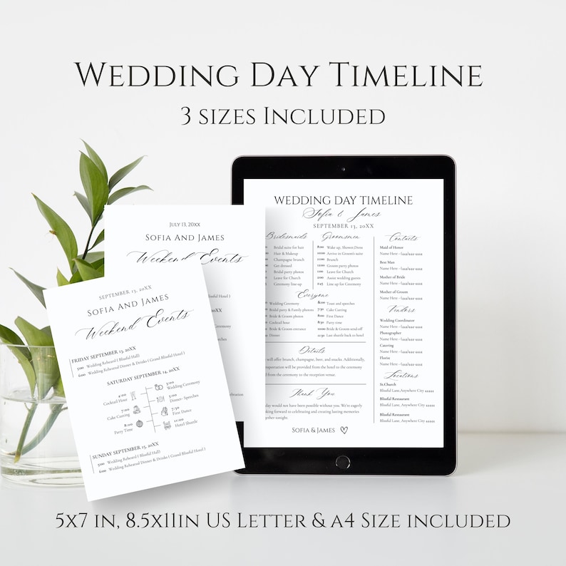 Detailed Wedding Day Timeline Template | Wedding Schedule Itinerary ...