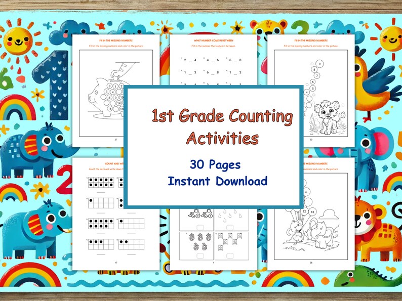 First Grade Math Worksheet, Counting, Missing Numbers & Number Skipping ...