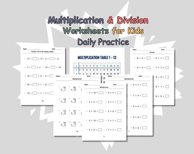 48 Multiplication & Division Worksheets for Kid ‘s Daily Practice With ...