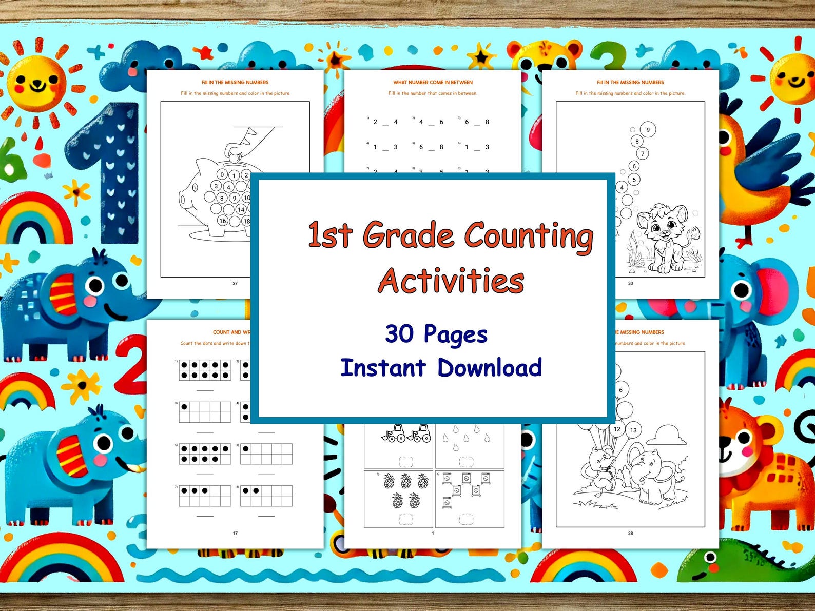 First Grade Math Worksheet, Counting, Missing Numbers & Number Skipping ...