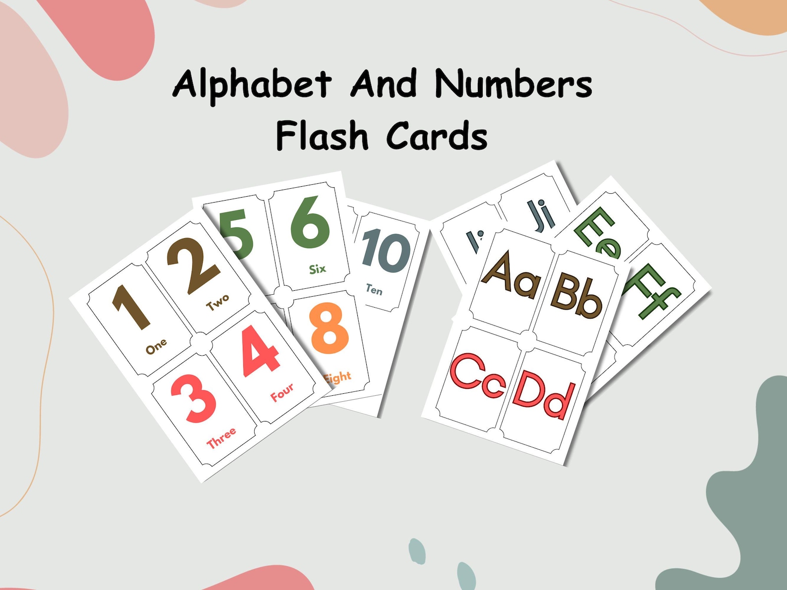 Alphabet and Numbers Flash Cards Printable for Preschool, Uppercase and ...