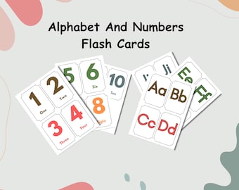 Alphabet and Numbers Flash Cards Printable for Preschool, Uppercase and ...